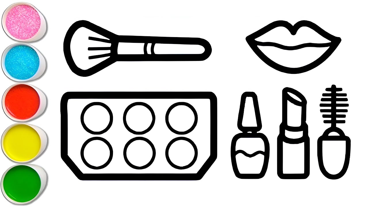 How to Draw Lips, Lipstick, Makeup Kit for Kids and Toddlers | Easy ...