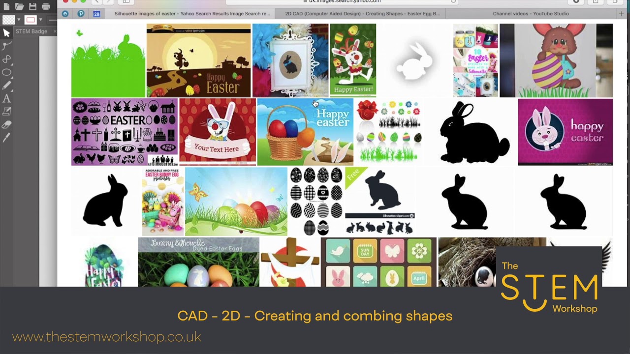 2D CAD - Combining shapes - Easter Bunny Stencil - YouTube