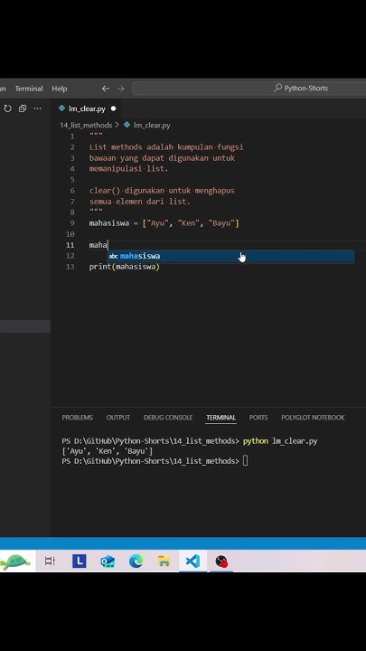 List Methods Clear Di Python Dreaviam Coding Programming Python Youtube
