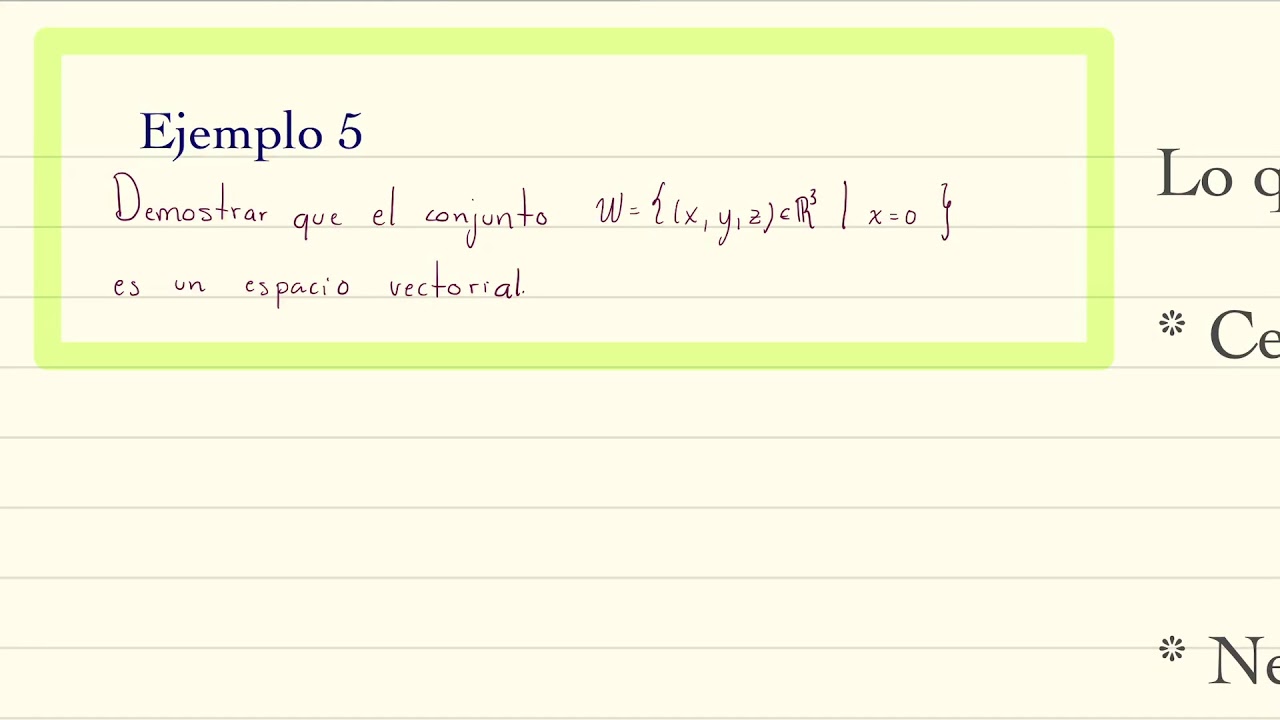 Ejemplo 5 subespacio vectorial - YouTube