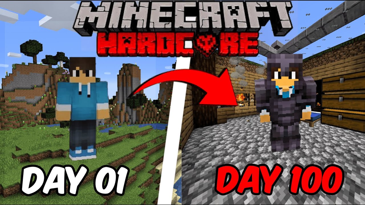 I Survived 100 Days In Minecraft Hardcore😰(HARD) - YouTube