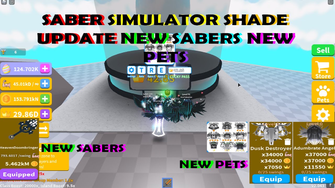 Saber Simulator SHADE UPDATE NEW PETS NEW SABERS NEW EGG - YouTube