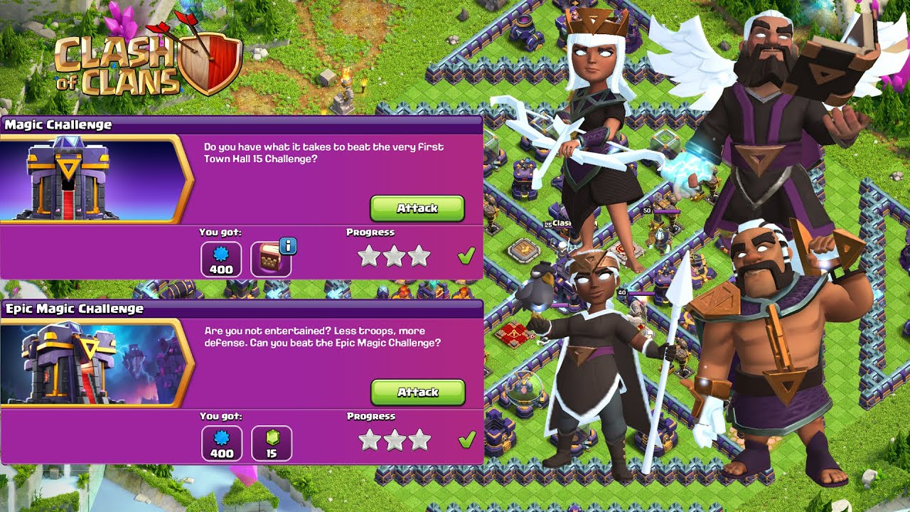 هجمة تحدي السحر | كلاش اوف كلانس Magic & Epic Magic Challenge Attack - Clash Of Clans - YouTube