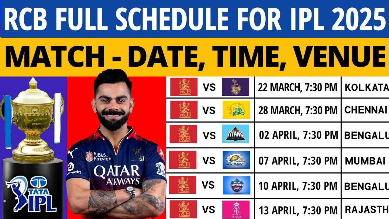 IPL 2025 - Royal Challengers Bangalore Match Schedule | RCB Match ...