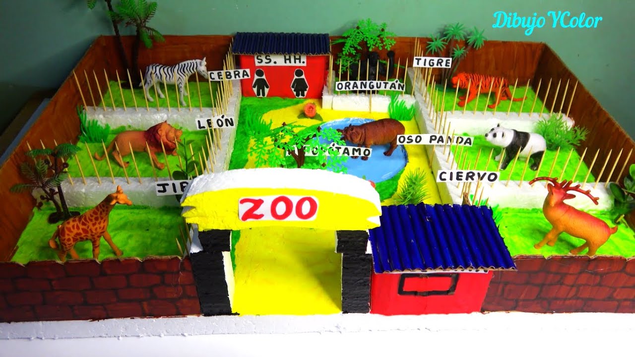 Como hacer MAQUETA del ZOOLÓGICO muy fácil y bonito / Model from the ...