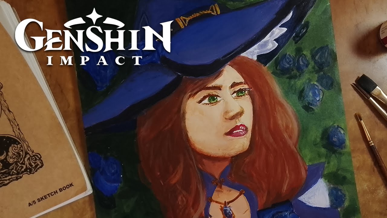 I painted semi-realistic painting of Lisa from Genshin impact. - YouTube