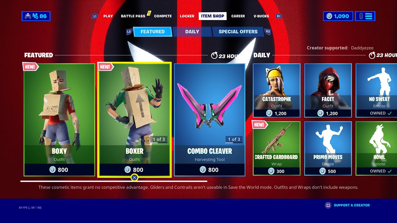 Fortnite New Item Shop Boxy Boxer Skin Box Basher Pickaxe Pop Dropper ...
