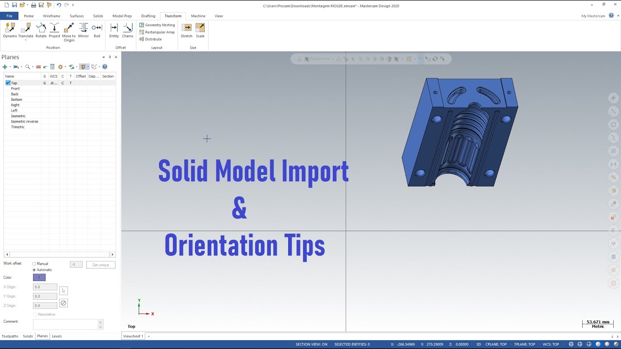 Mastercam Tips - Solid Model Orientation - YouTube