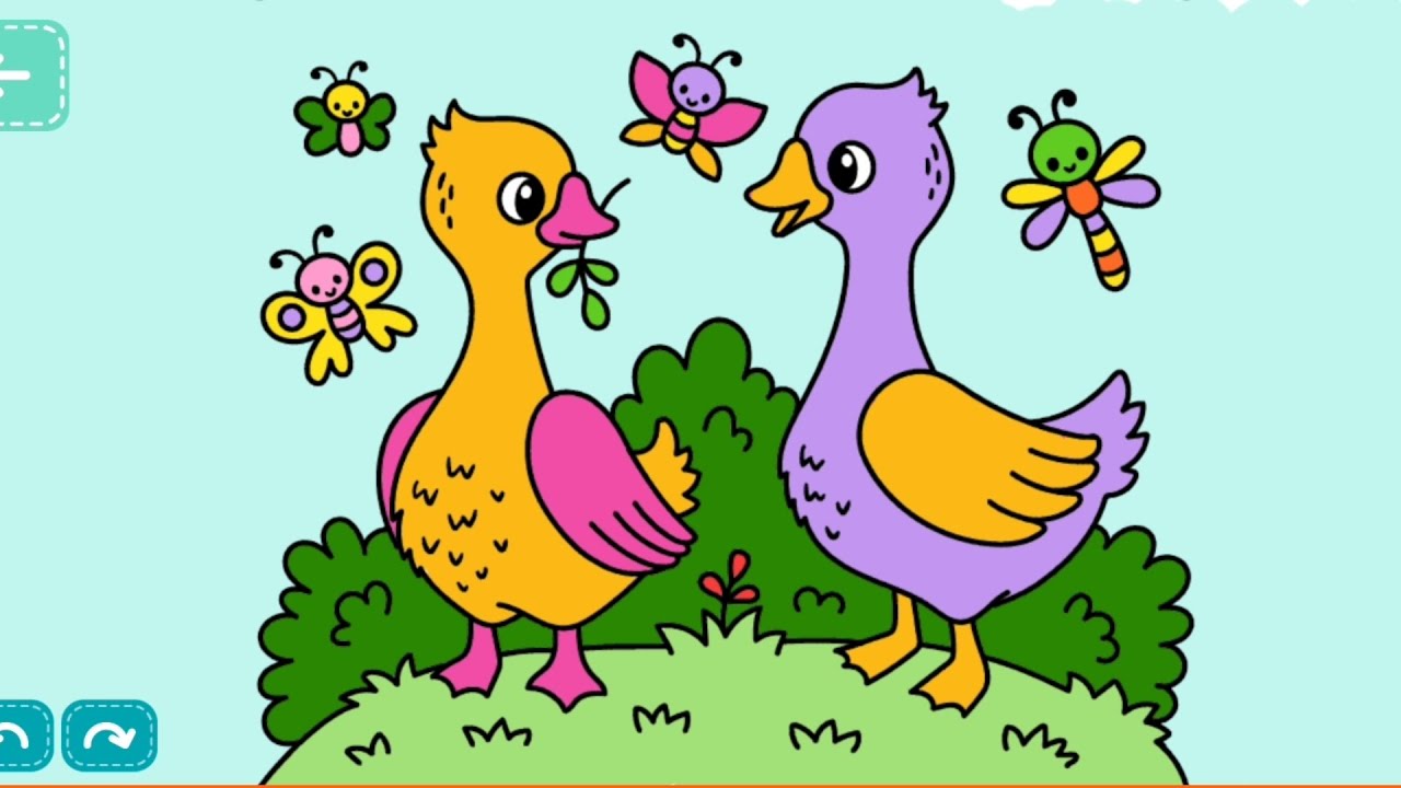 Coloring Ducks || Mewarnai dua Bebek || Coloring animals || Mewarnai ...