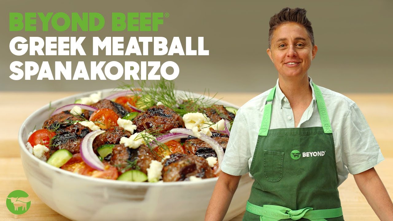 How to Make Beyond Beef Greek Meatball Spanakorizo | Cooking Beyond ...