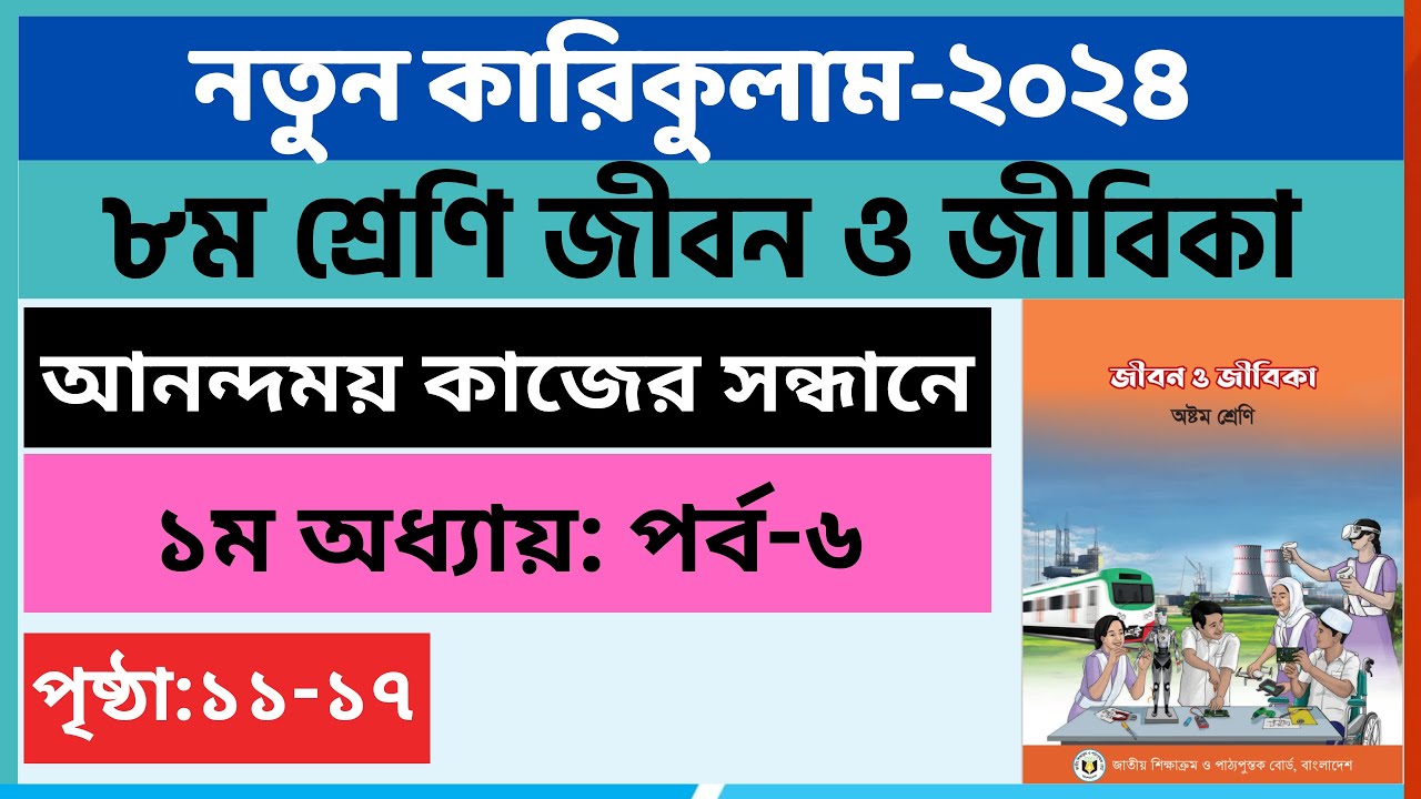 Part-6 | প্রথম অধ্যায়: আনন্দময় কাজের সন্ধানে | Class 8 Jibon Jibika ...
