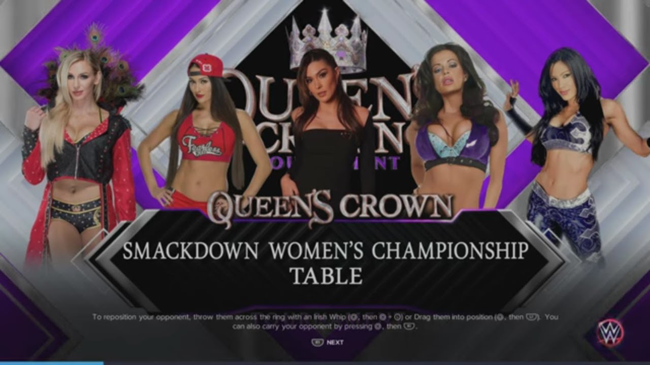 WWE 2K23 Cathy VS Nikki, Candice, Charlotte, Melina 5-Diva Tables Elm. Match WWE SD Women's ...