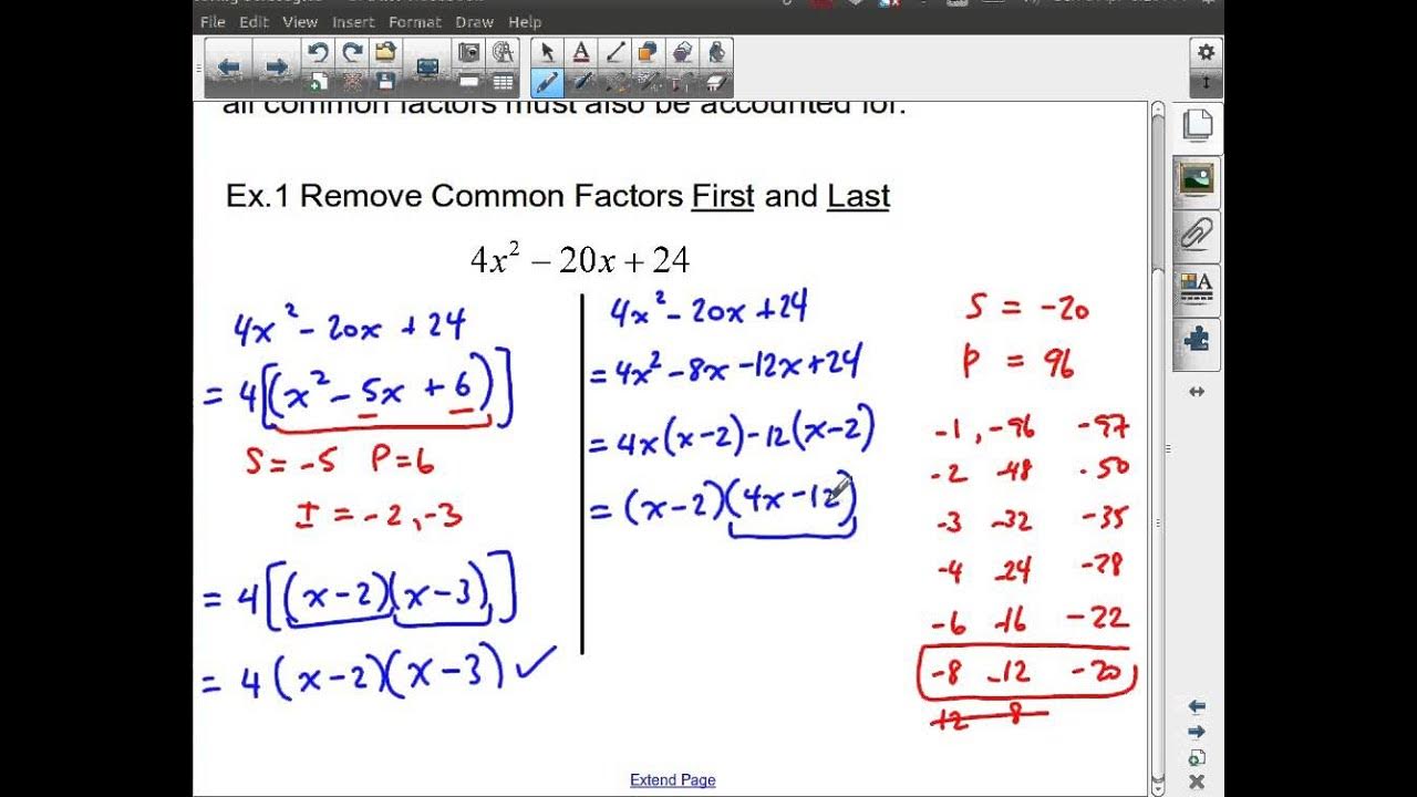 MPM2D - Quadratic Relations - Factoring Strategies - YouTube
