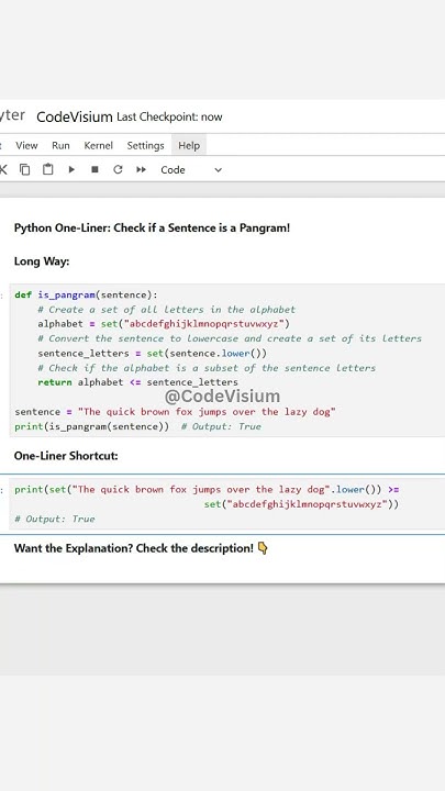 Python One-Liner: Check if a Sentence is a Pangram! 🐾🔤 #PythonTips #CodingShorts - YouTube