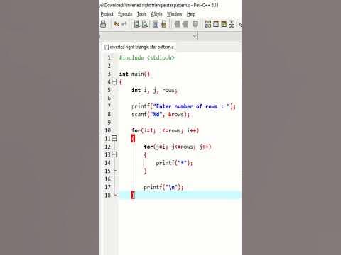 Print Inverted Right Triangle using Star Pattern in C Programming | #ProgrammingEye | #Short ...