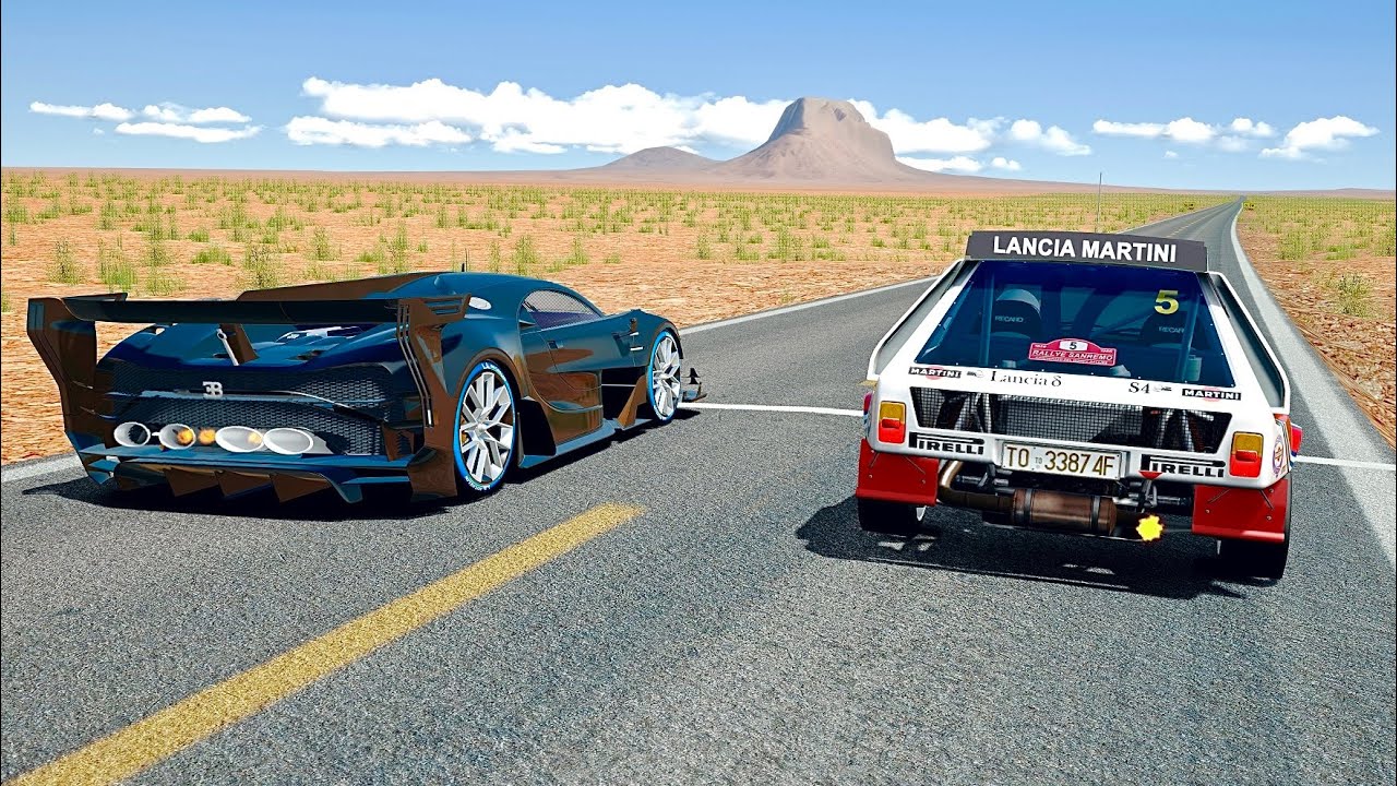 Bugatti Black Devil VGT Concept vs Lancia Delta S4 at Desert Drag Race ...
