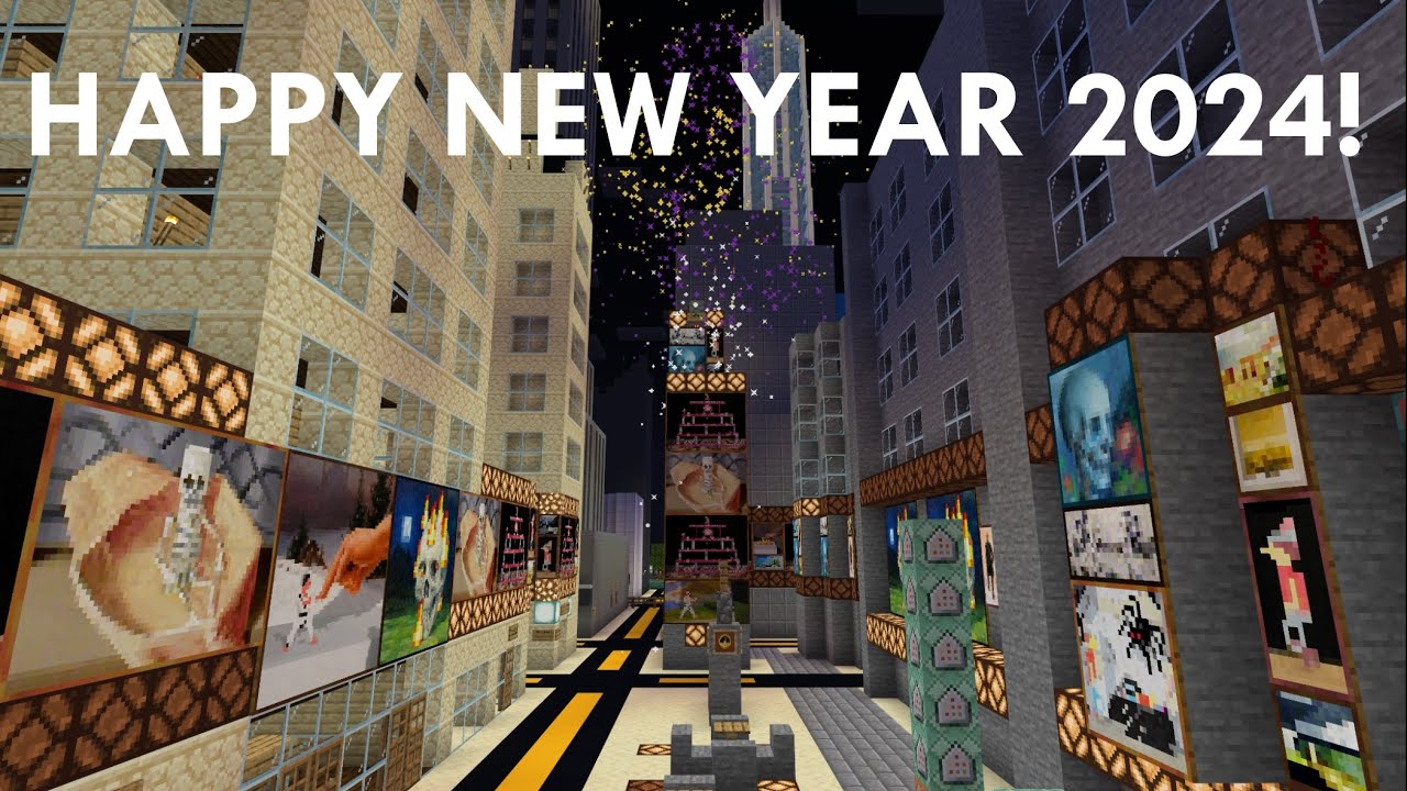 Happy New Year 2024! Minecraft New York Times Square New Year's Eve ...