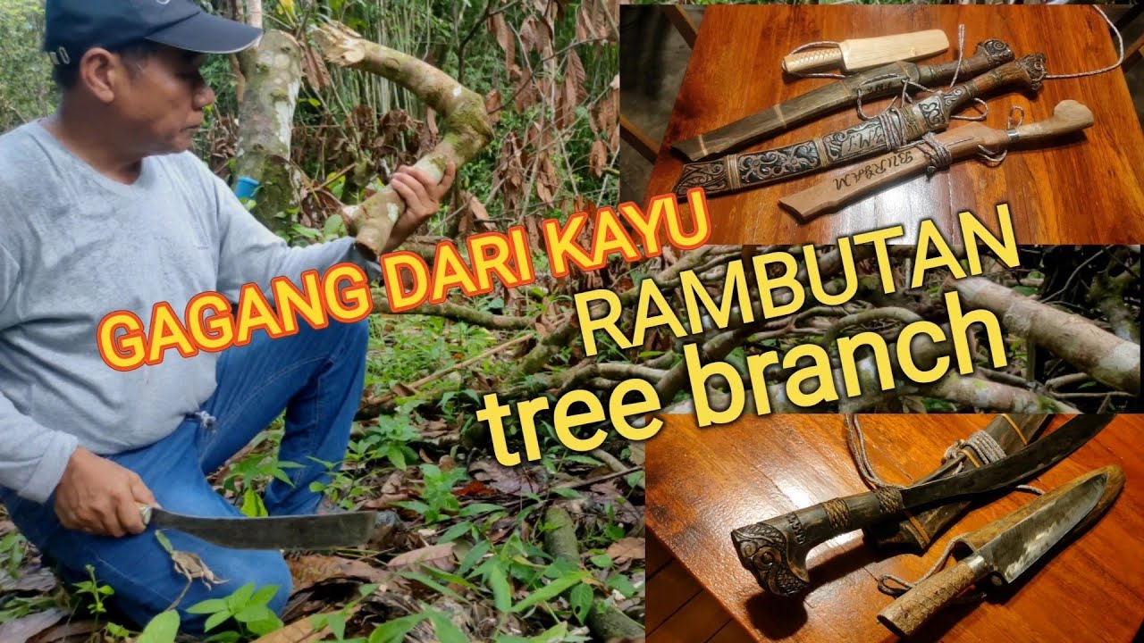 SARAWAK TRADITIONAL PARANG HANDLE. ( RAMBUTAN TREE'S BRANCH). - YouTube