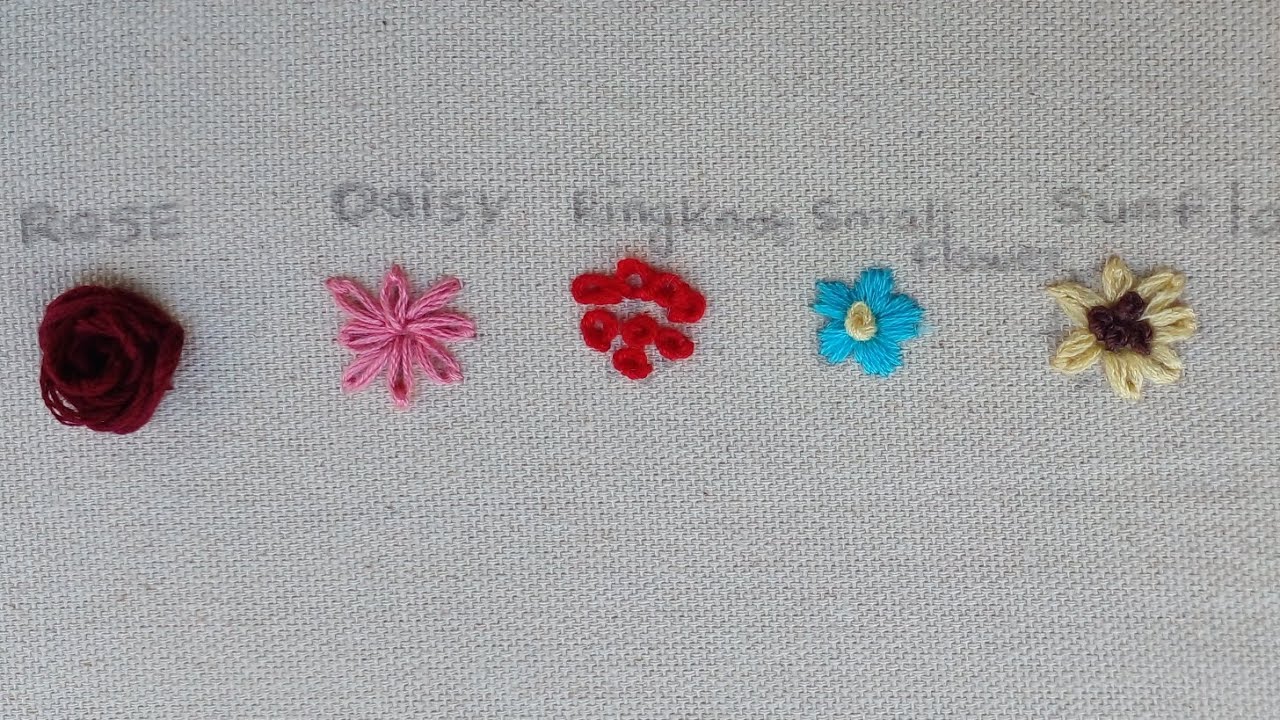 Simple 5 small flowers emboridery 🌸/Beginners friendly embroidery ...