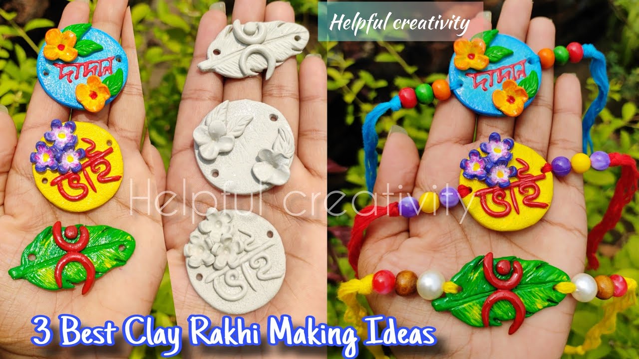 3 Best Clay Rakhi Making Ideas/DIY Clay Rakh Design/Handmade Rakhi ...