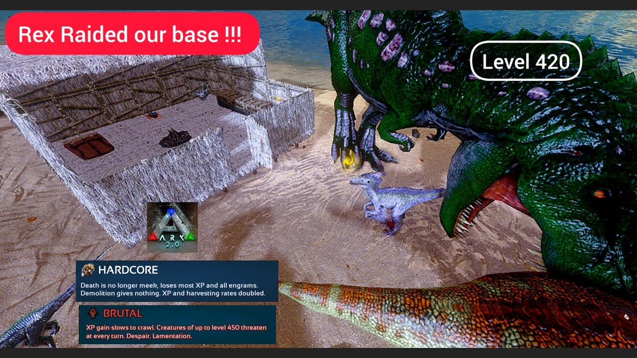 Rex Raided our base !!!/ Hardcore - Brutal/Ark Survival - [EP8] - YouTube