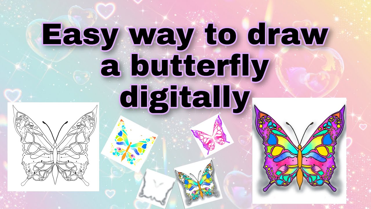 How to draw a butterfly digitally| digital butterfly drawing. - YouTube