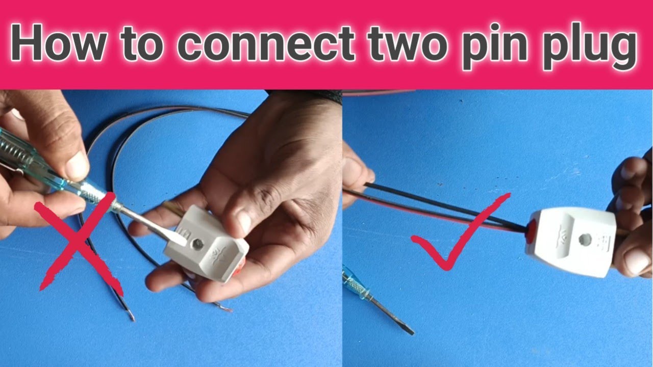 How to connect the two pin plug of electric wire | - YouTube