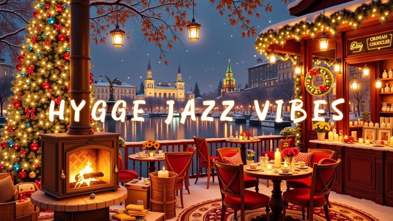Hygge Coffee Shop Jazz | Cozy Winter Night Ambience & Smooth Snowfall ...