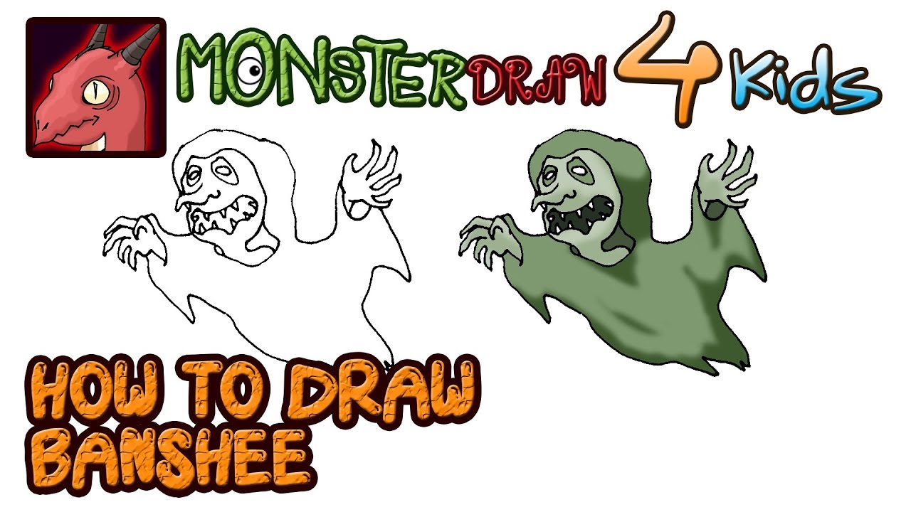 สอนวาดการ์ตูน ผี แบนชี | How to Draw Banshee Ghost | Monster Draw 4 ...