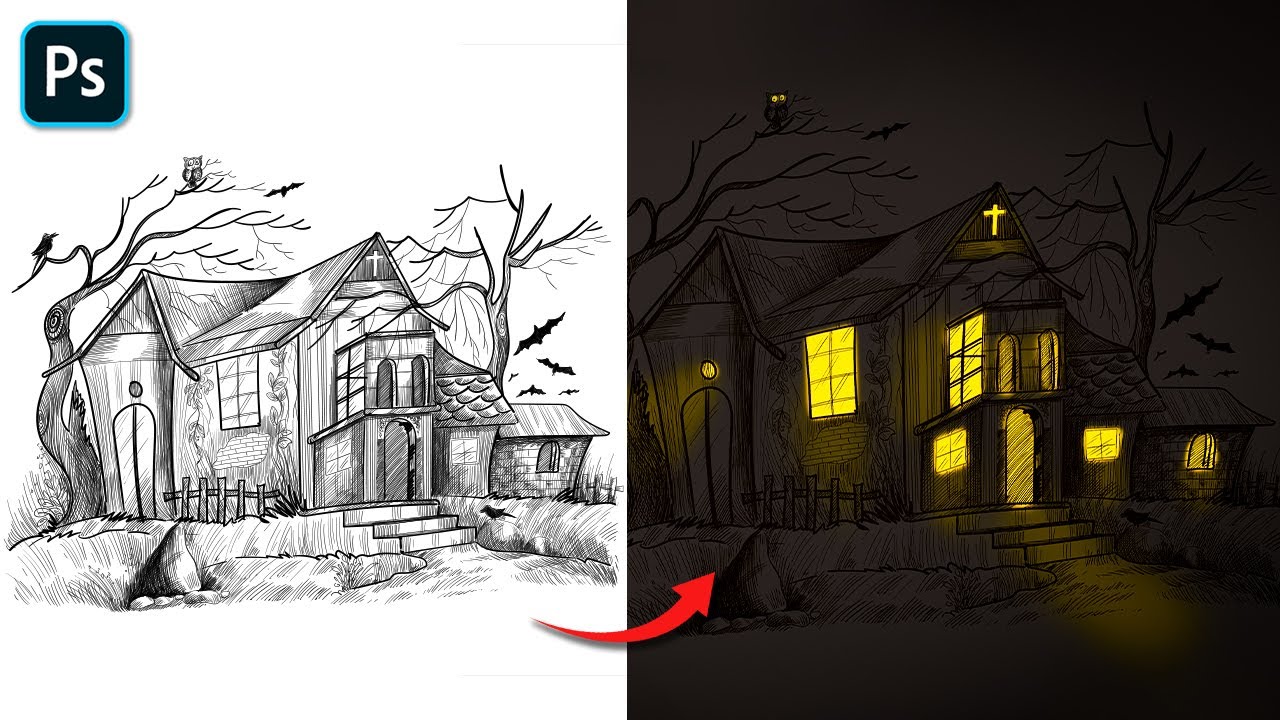 Lighting in Photoshop Sketch Glow Effect - YouTube