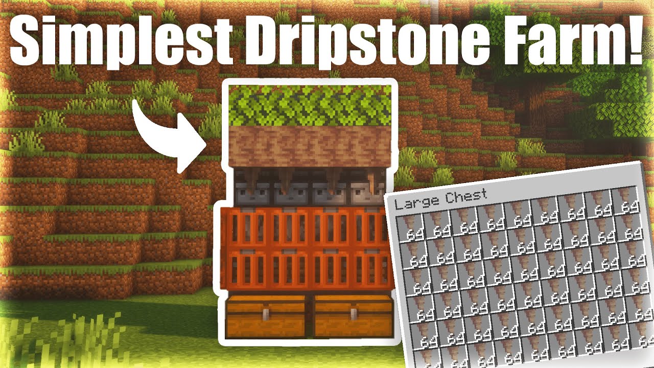 Simplest Minecraft AFK Dripstone Farm Tutorial - in a minute! - 1.19/1. ...