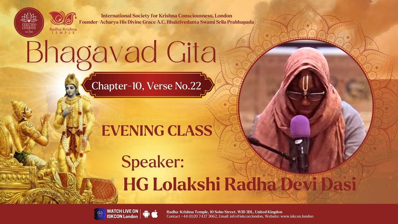 Bhagavad Gita 10.22 Evening Class by HG Lolakshi Radha Devi Dasi - YouTube