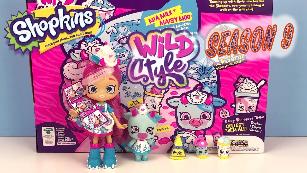 Shopkins Season 9 EXCLUSIVE Wild Style Mia Milk Maisy Moo Shoppie ...