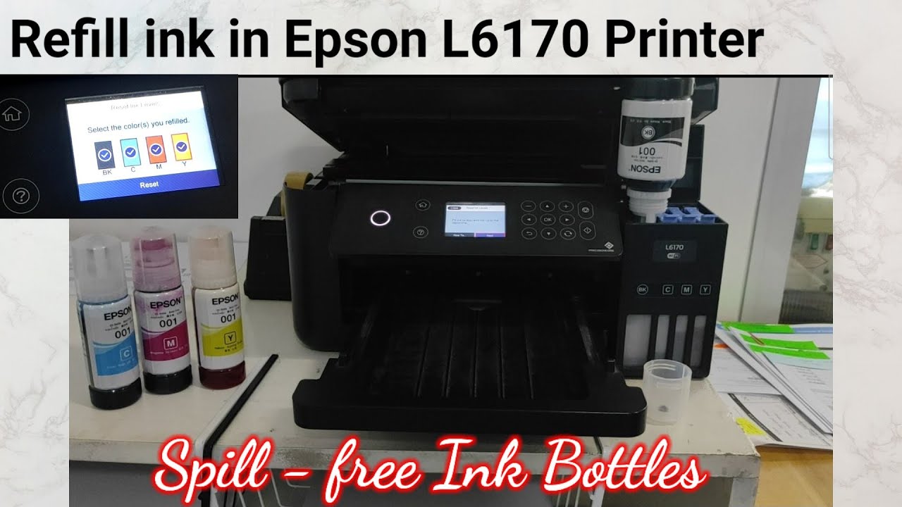 How to refill ink in Epson L6170 Printer - YouTube