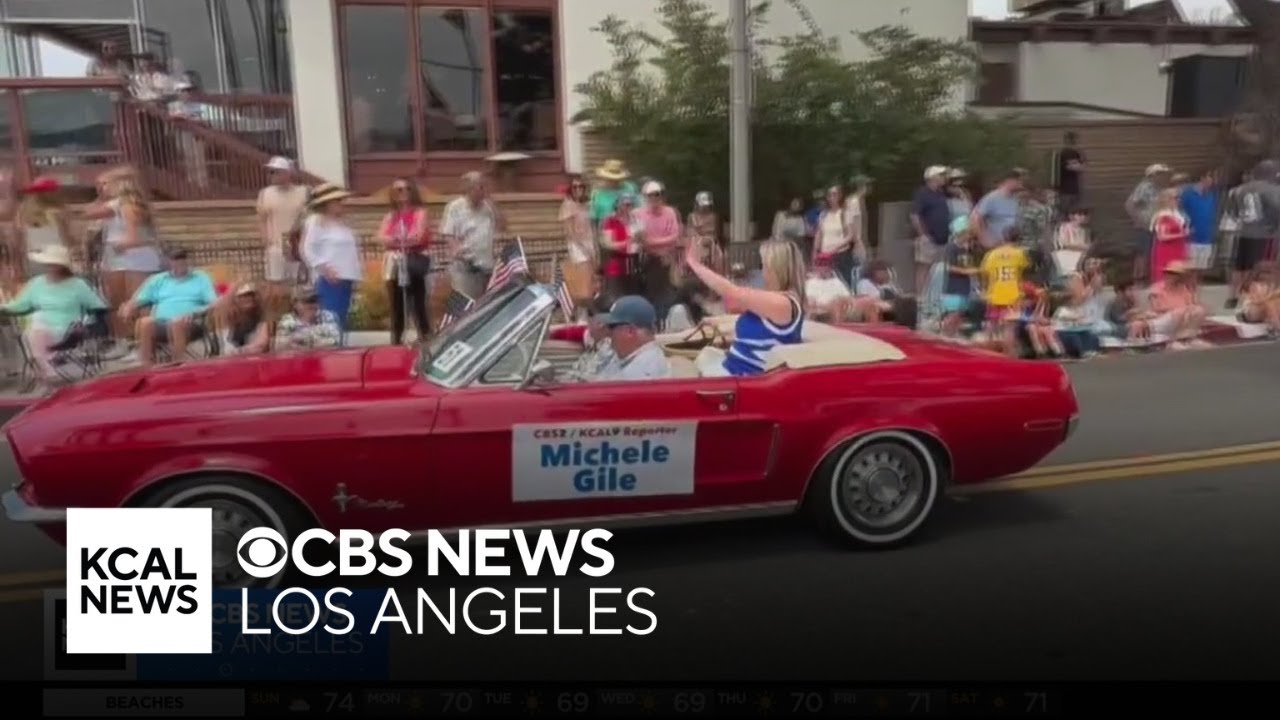 KCAL News' Michele Gile rides in 30th annual Balboa Island Parade - YouTube