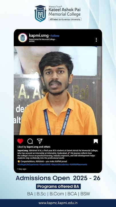 BCA Student Abhishek N M Placed at The Infomatrix | Full Stack Developer (MERN) | KAPMC ...