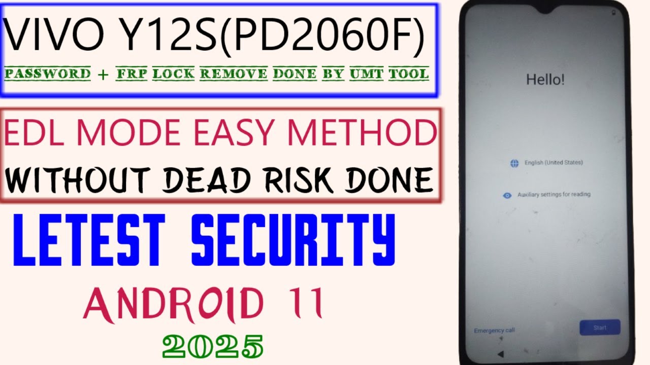VIVO Y12S (PD2060F) PASSWORD + FRP LOCK REMOVE DONE BY UMT TOOL - YouTube