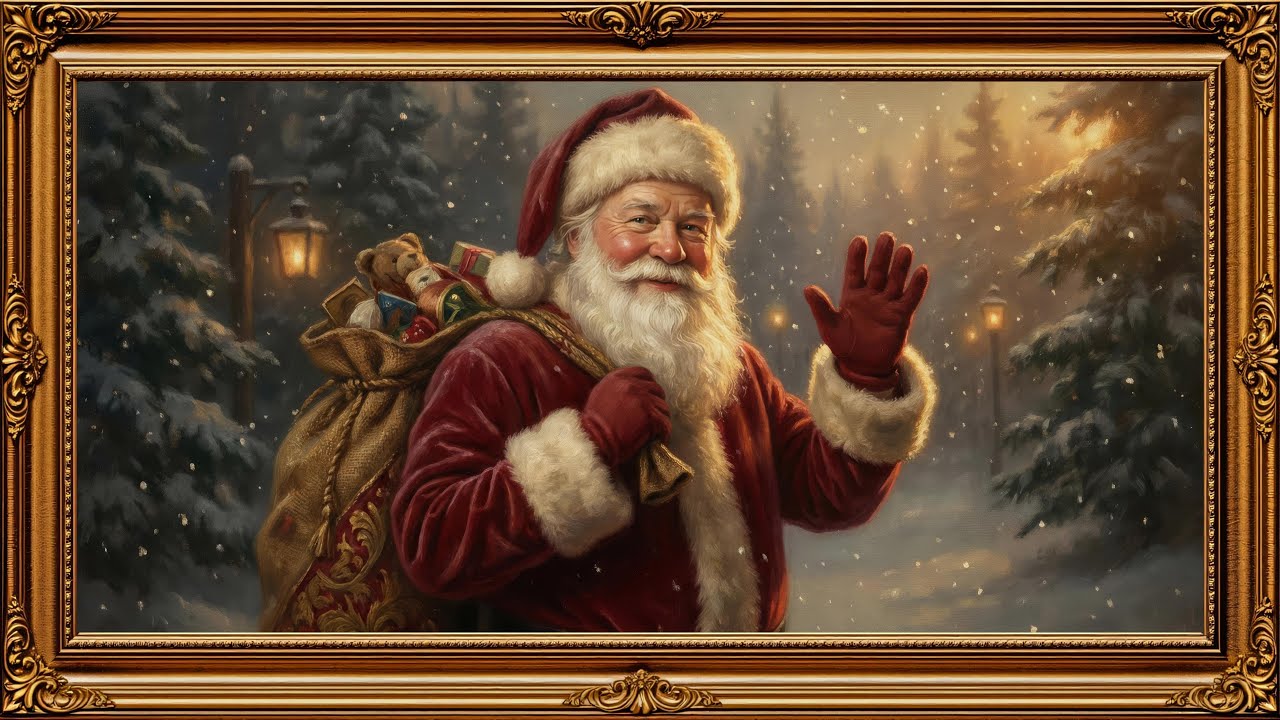 Magical Santa Claus 4K Christmas Art | Cozy Holiday Music | Frame TV ...