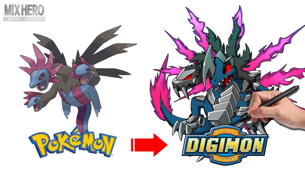 [삼삼드래 디지몬 진화] How to draw ‘Hydreigon’ Digimon evolution? | 「サザンドラ 」デジモン ...