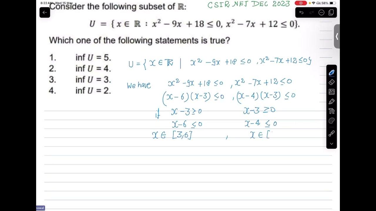 ID-704021 Solution | Infimum ,Real Analysis | CSIR NET MATHEMATICS DEC 2023 - YouTube
