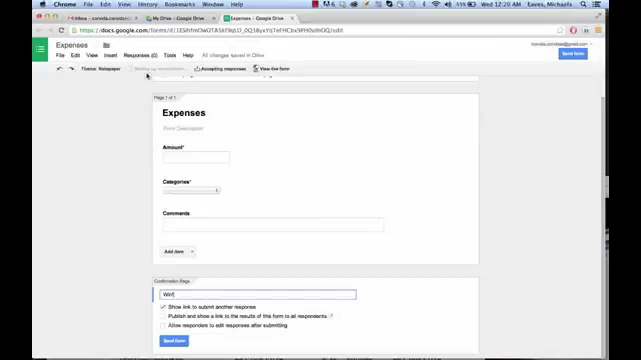 Tracking art business expenses with Google Forms - YouTube
