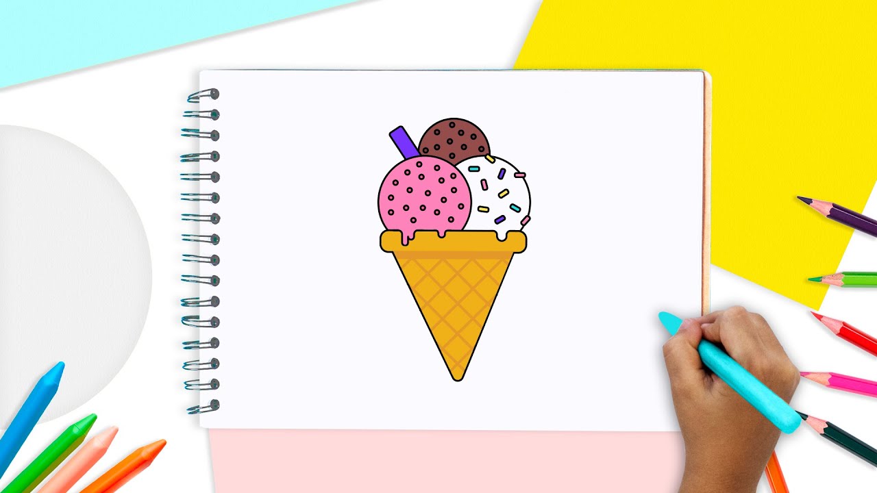 How to draw an ICE CREAM 🍦🎨 Drawing for kids | Lingokids Crafts - YouTube