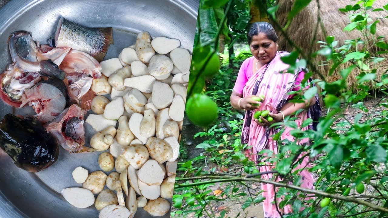 Village Cooking: Taro with Fish Head Cooking Recipe by Village Food ...