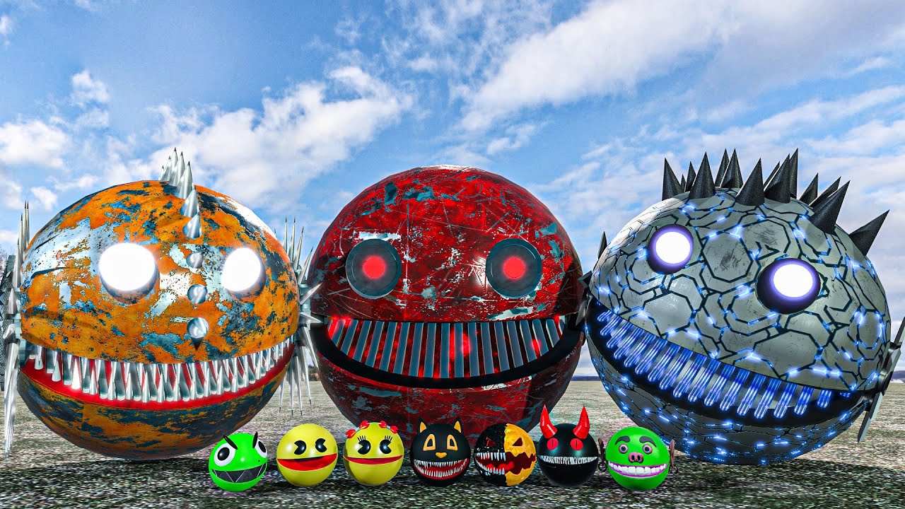 PACMAN & MS-PACMAN VS CARTOON CAT & PIG PACMAN & Chian Chombo & Pumpkin ...