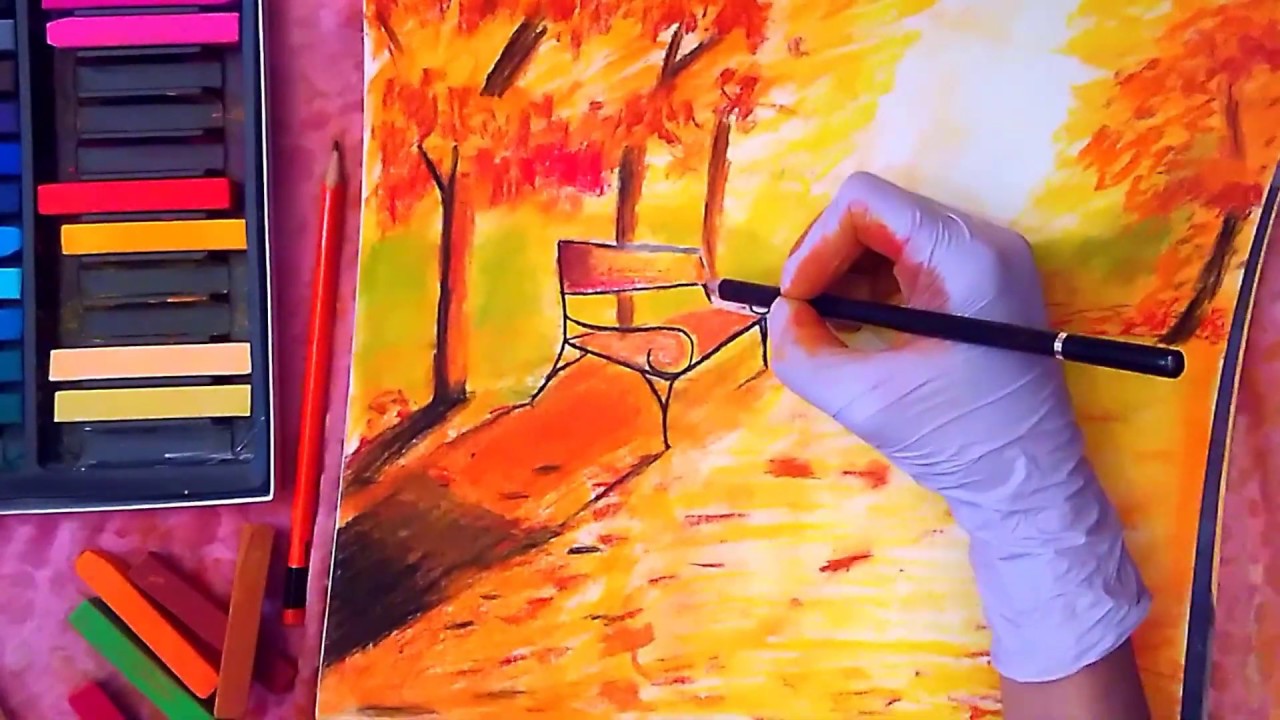 How to draw Autumn scenery drawing and painting for beginners with ...