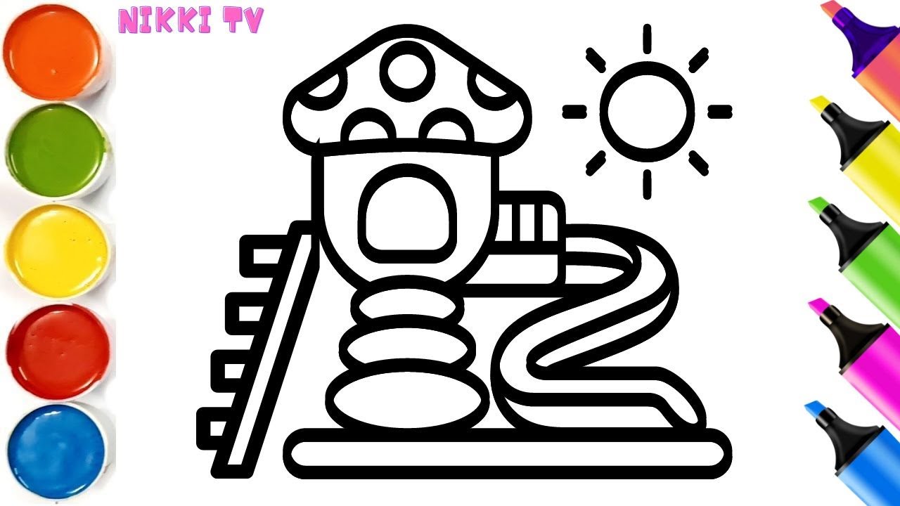 Water Park Drawing, Painting, Coloring for Kids | How to draw a ...