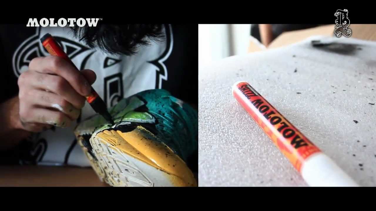 B2 + Molotow (shoes art) - YouTube