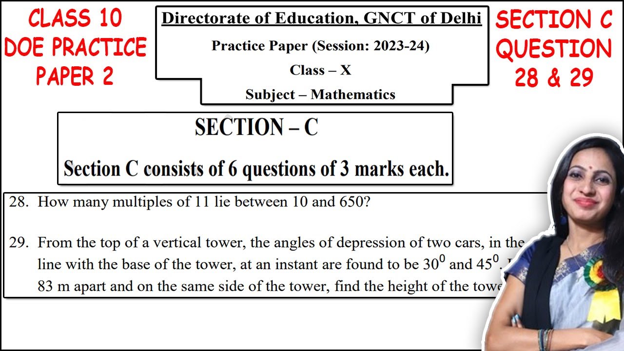 Class 10 Maths DOE Practice Paper 2 Solution | Section C Question 28 ...