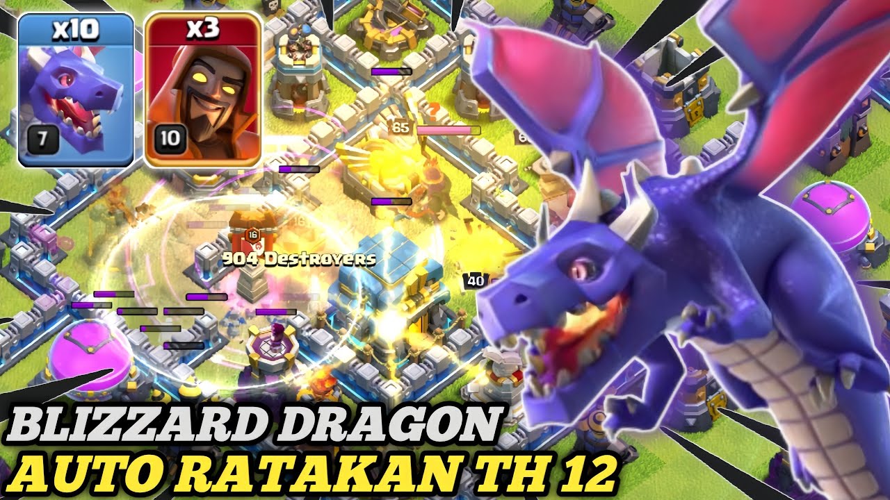 TERLALU SIMPEL !! BASE APAPUN AUTO RATA PAKE COMBO INI !! TH 12 BLIZZARD DRAGON||Clash Of Clans ...