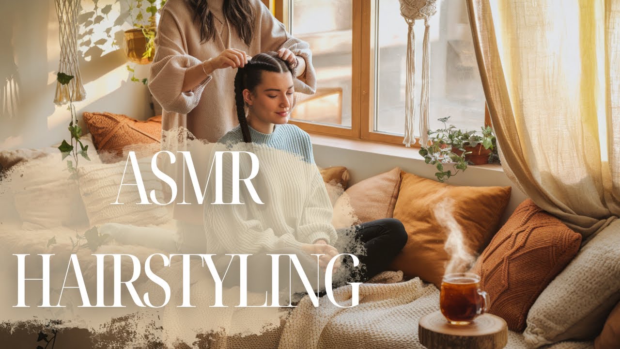 ASMR HAIR STYLING : French braid, spray, detail fixing, soft brushing, whispered, perfectionist ...